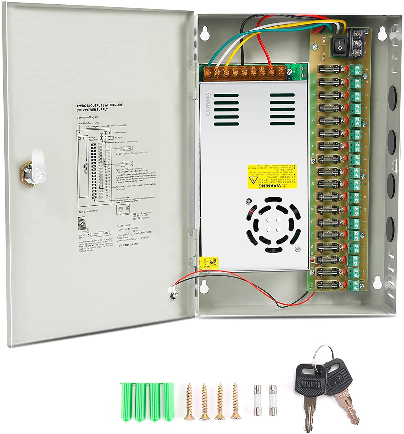 12V/30A, 18-WAY Power Supply Box – Mk CCTV